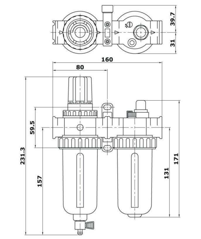 STANDARD MODULAR FRL (F/R+L) COMBO FRL89